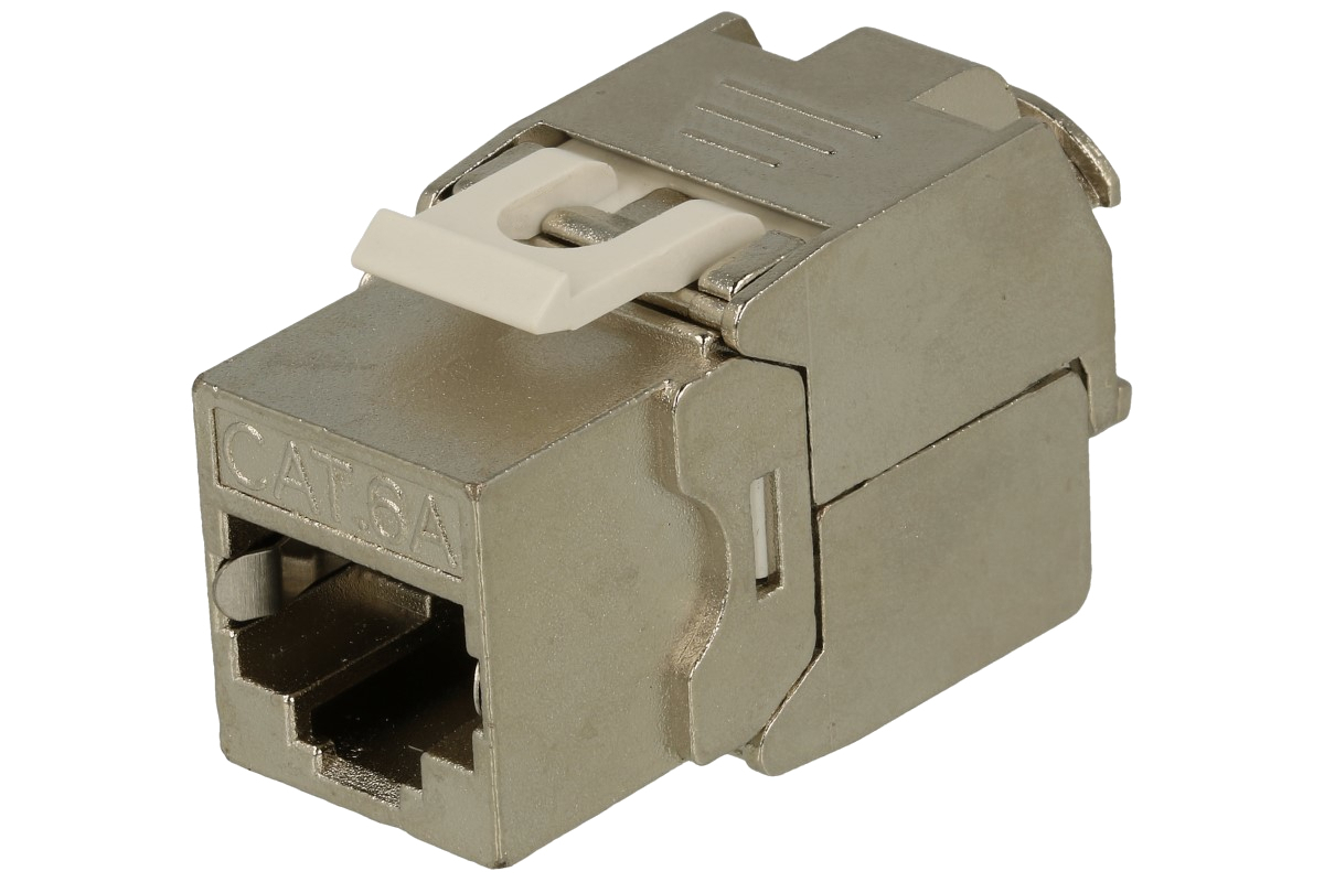Socket; Ks-RJ45 8p8c; silver; straight; for cable; Keystone; latch ...