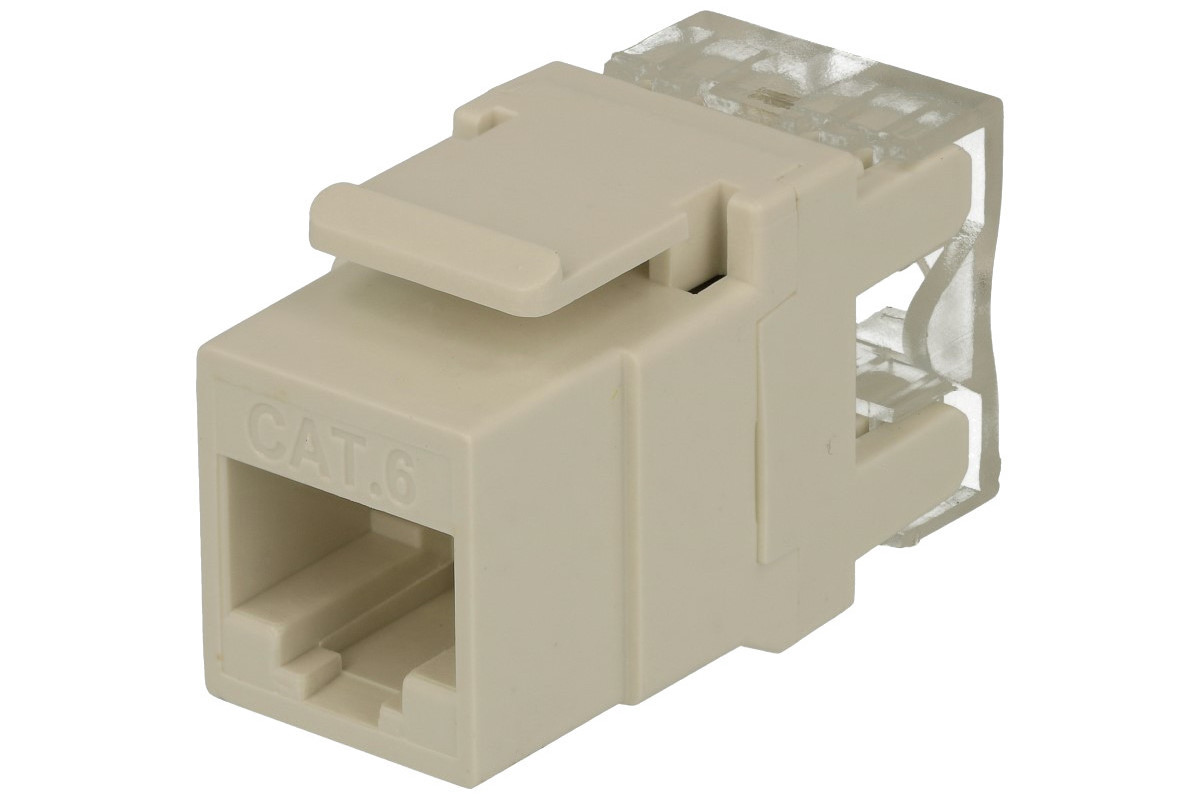 Socket; Ks-RJ45 8p8c; white; straight; for cable; Keystone; latch; RJ45 ...