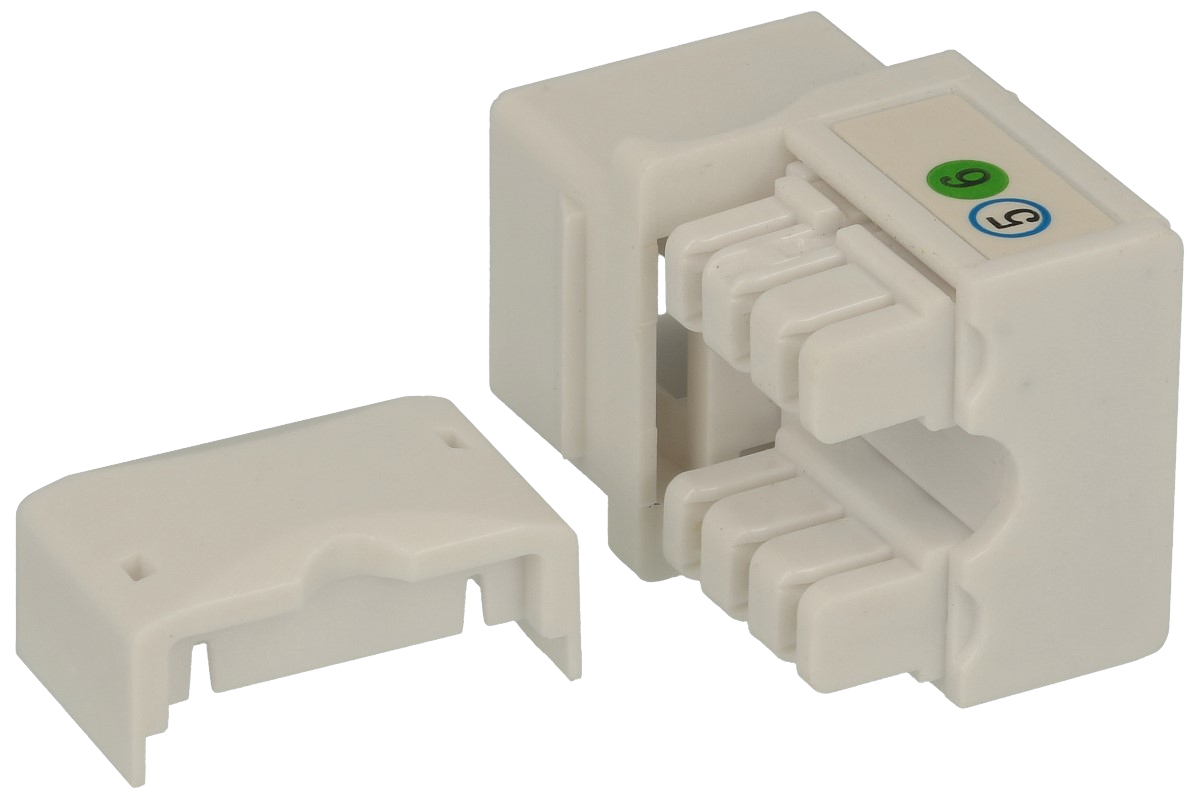 Socket; Ks-RJ45 6p4c; white; straight; for cable; Keystone; latch; RJ45 ...