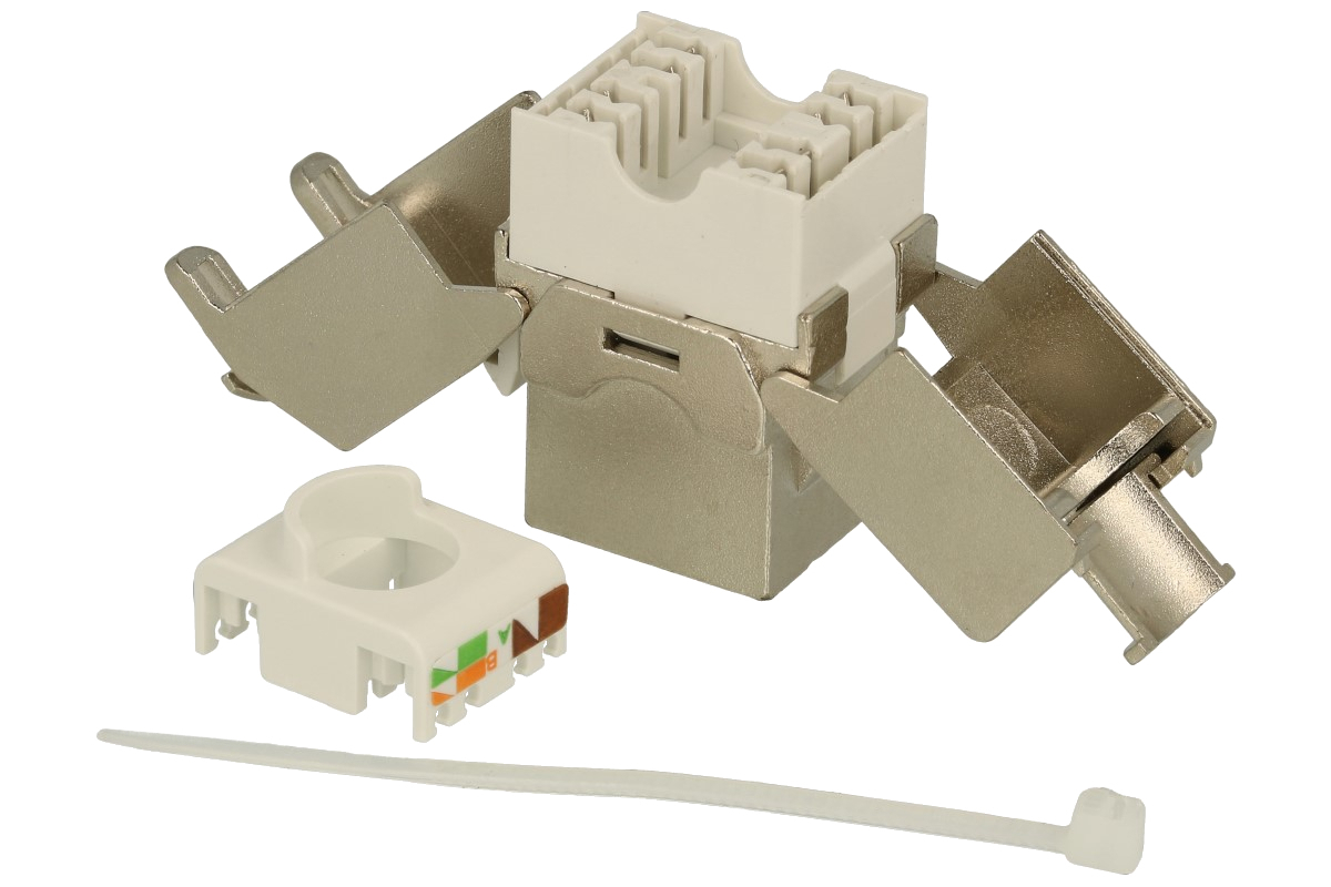 Socket; Ks-RJ45 8p8c; silver; straight; for cable; Keystone; latch ...